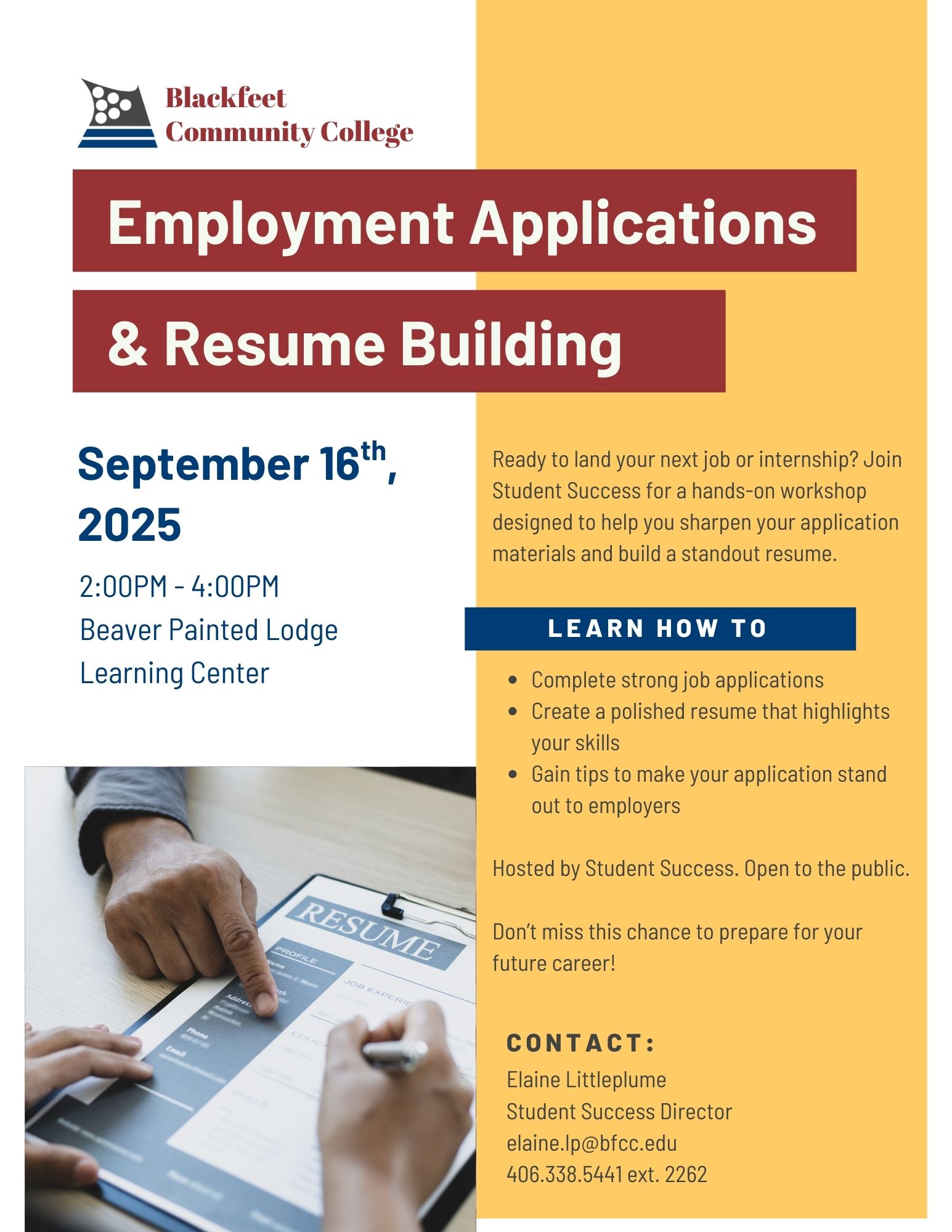 Employment Application & Resume Building Workshop Fall 2025